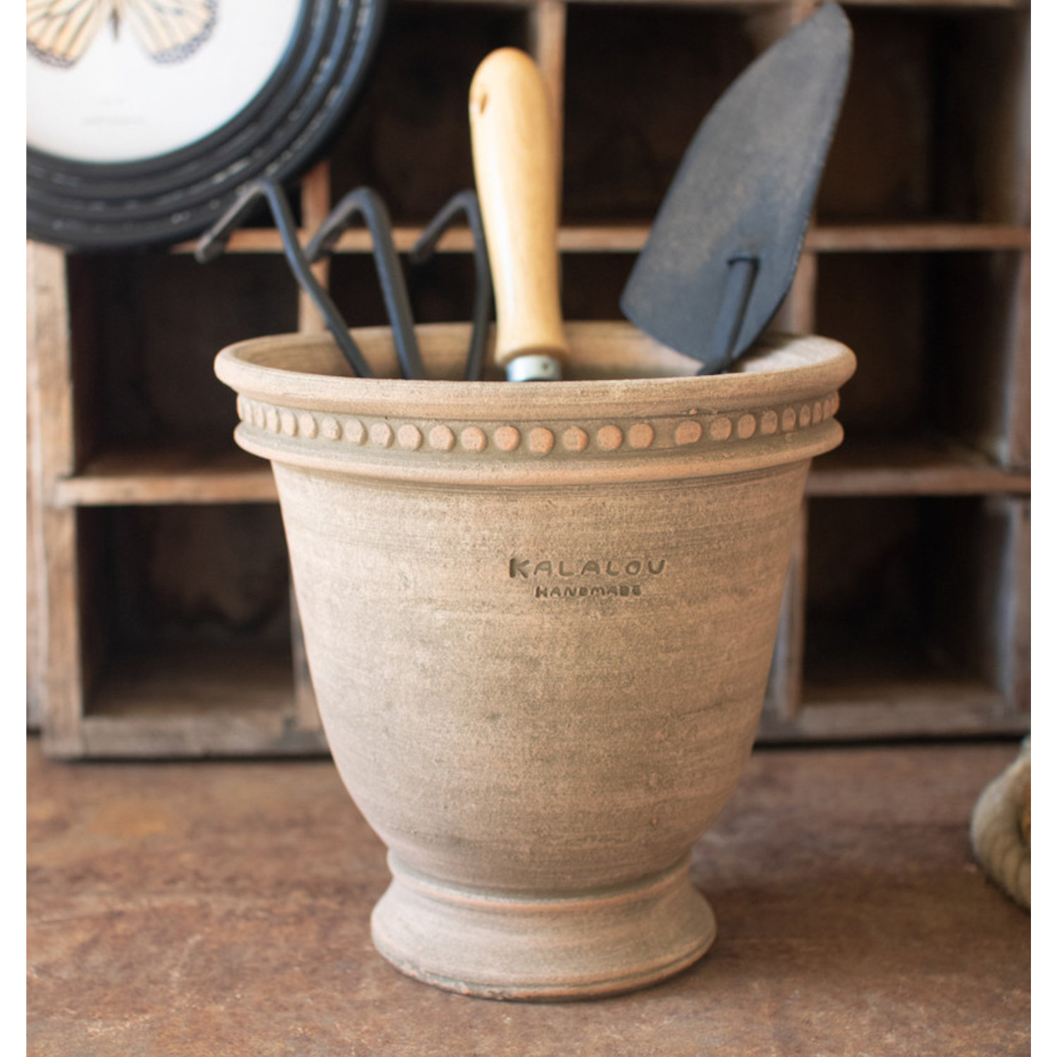 Birch Lane™ Modern Round Handmade Clay Urn Planter In Distressed Finish ...