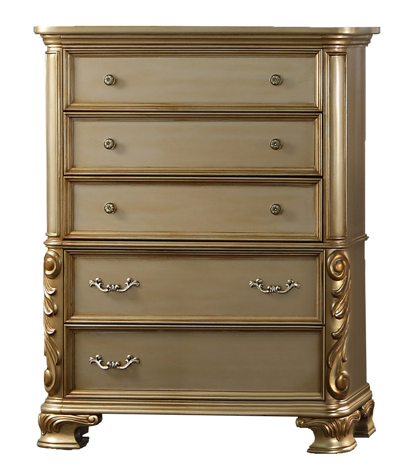 Rosdorf Park Chamere Gold Decorative Carved Chest | Wayfair