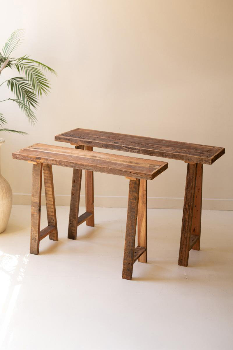 Millwood Pines SET OF TWO RECYCLED WOODEN CONSOLES | Wayfair