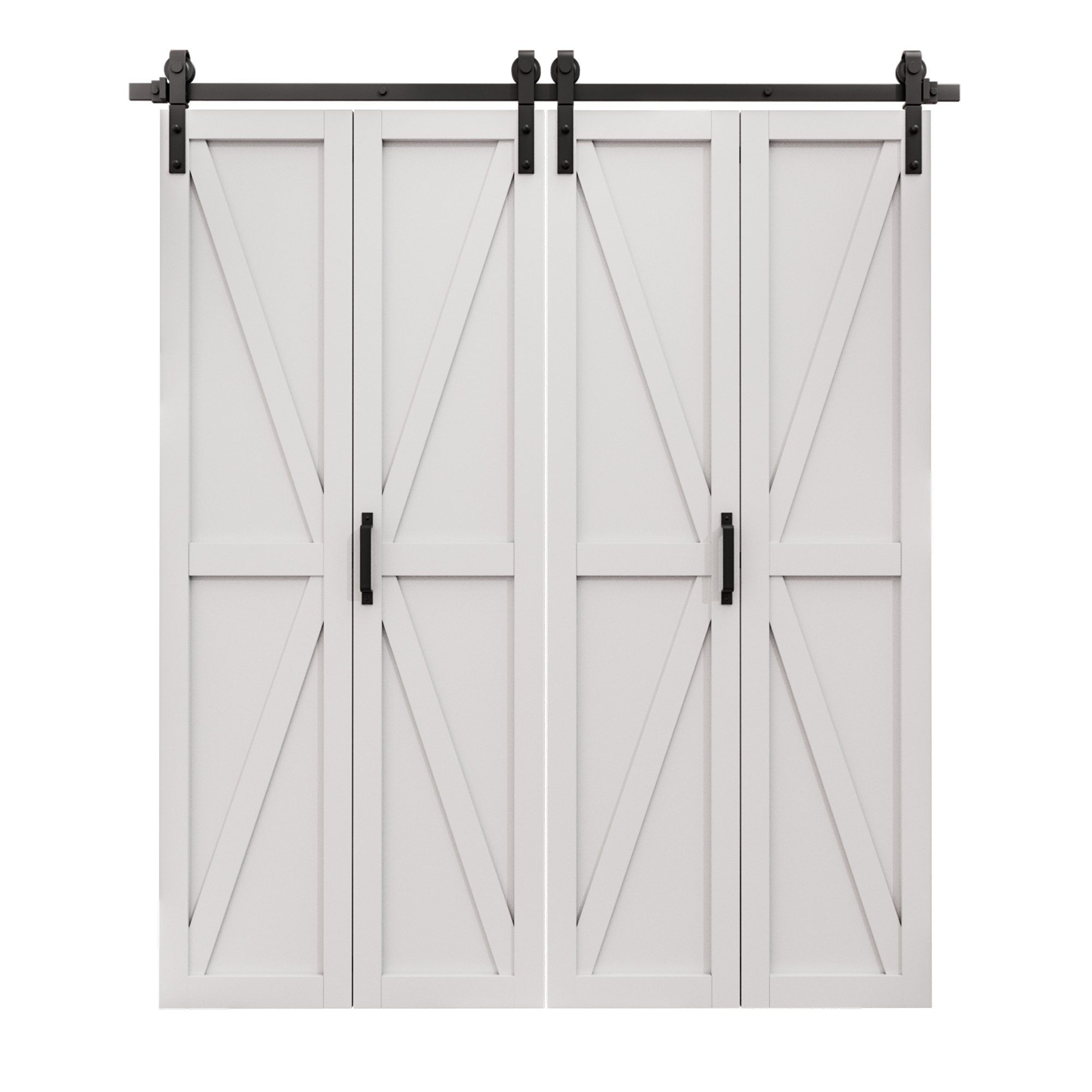 HOZONE Double panel Wood Bi-Fold Barn Door with Installation Hardware ...