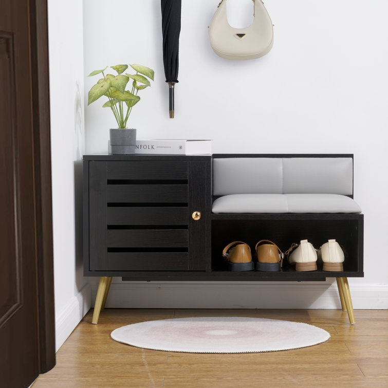 Willa Arlo Interiors Bunceton Shoe Storage Cabinet Bench with Cushion ...