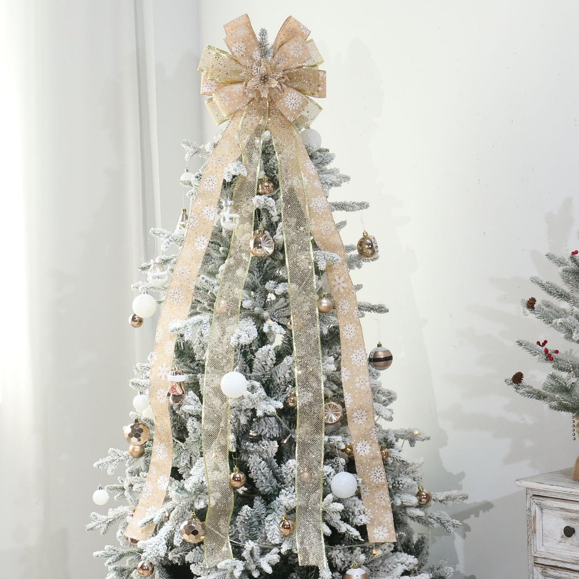 gold bow tree topper