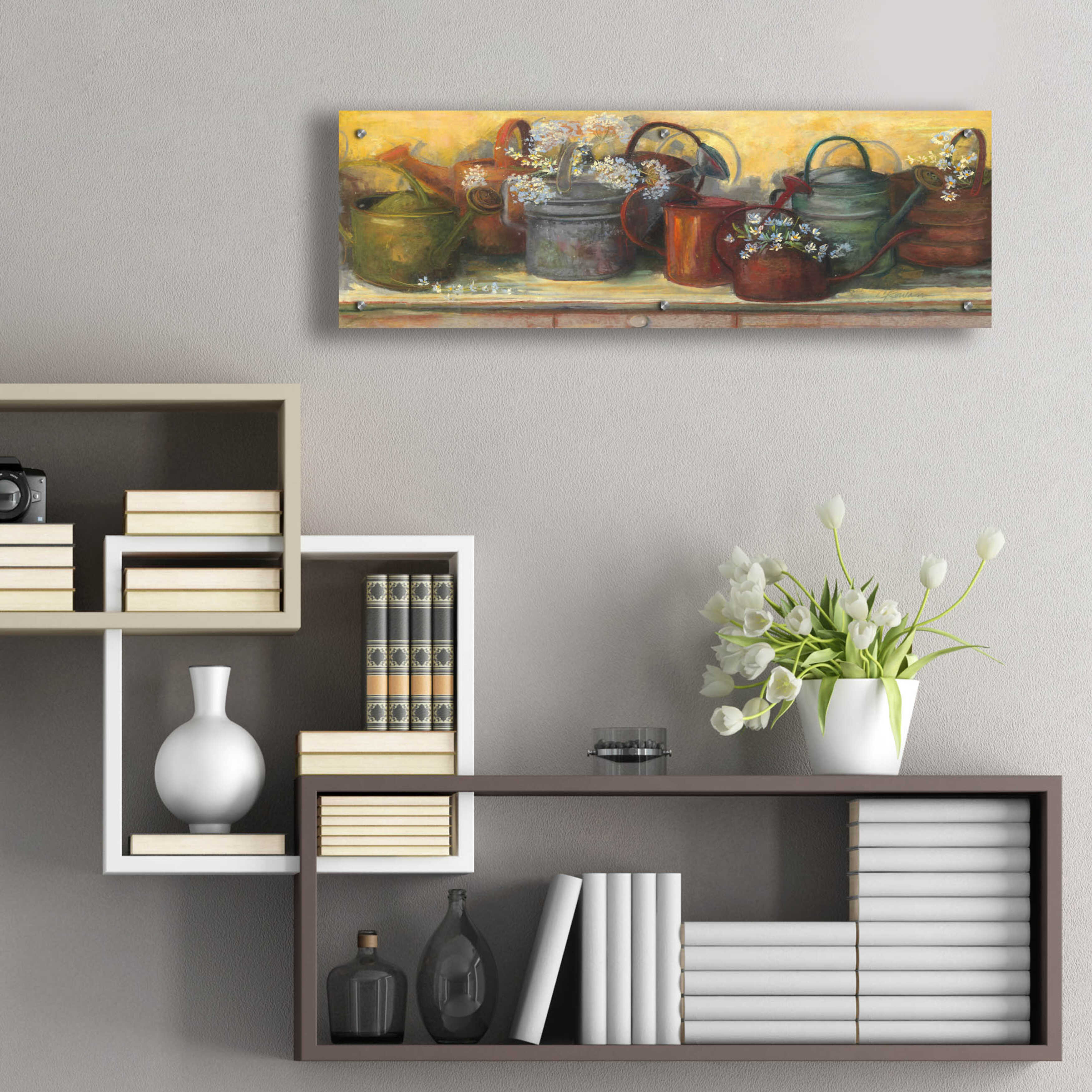 Epic Art 'Watering Cans' By Carol Rowan, Acrylic G " Watering Cans " by ...