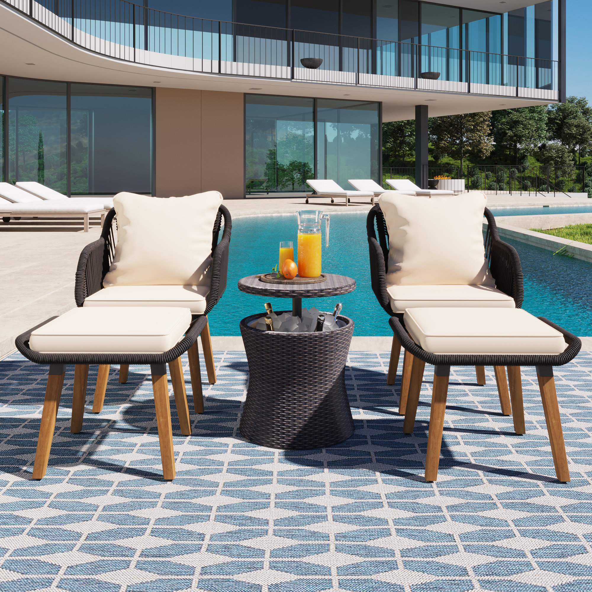 Ophelia & Co. Abraham Outdoor 5-Piece PP Rope Conversation Set with ...