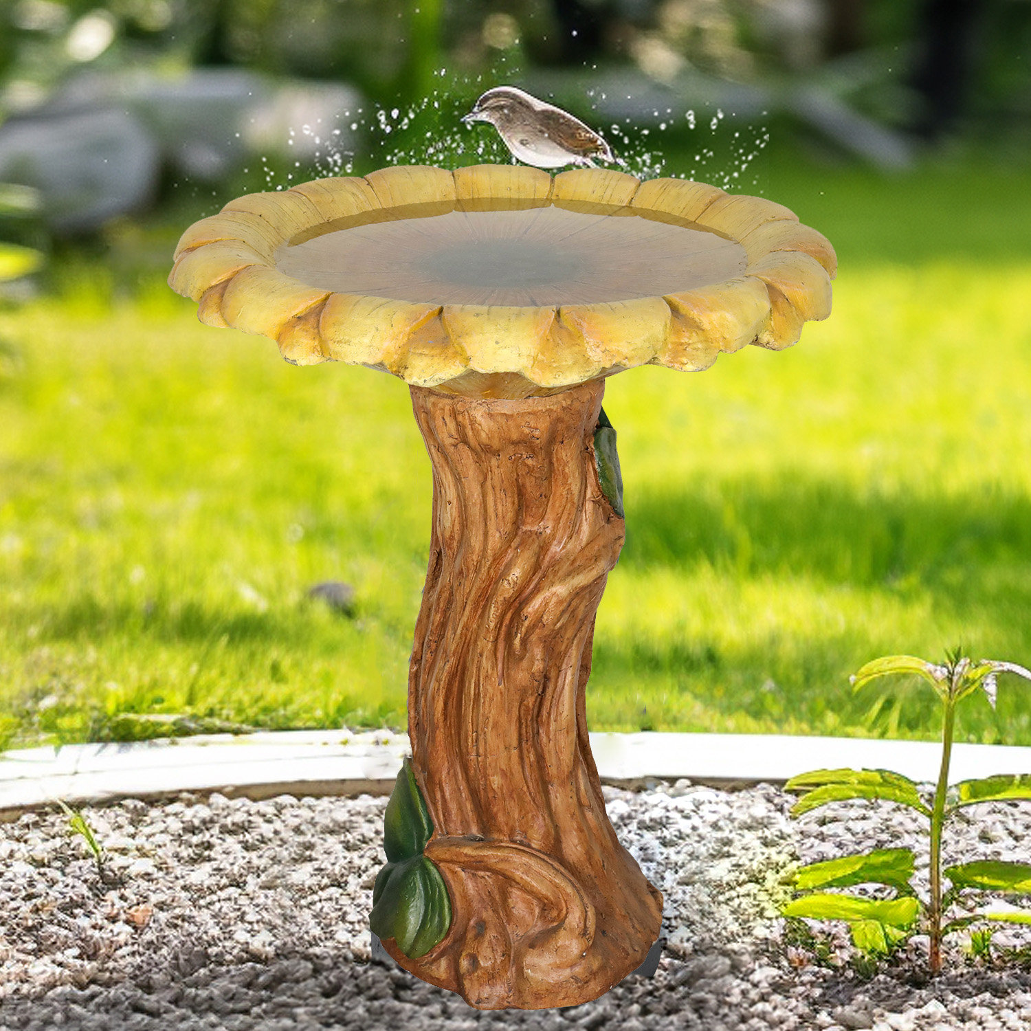 Loon Peak® Kahiau Concrete / Cement Pedestal Birdbath | Wayfair