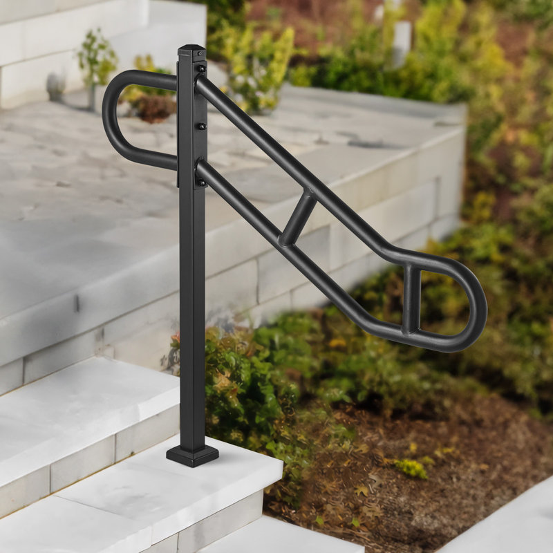 VEVOR Single Post Handrail for Outdoor 1-3 Step 40.5" Stair Handrail ...