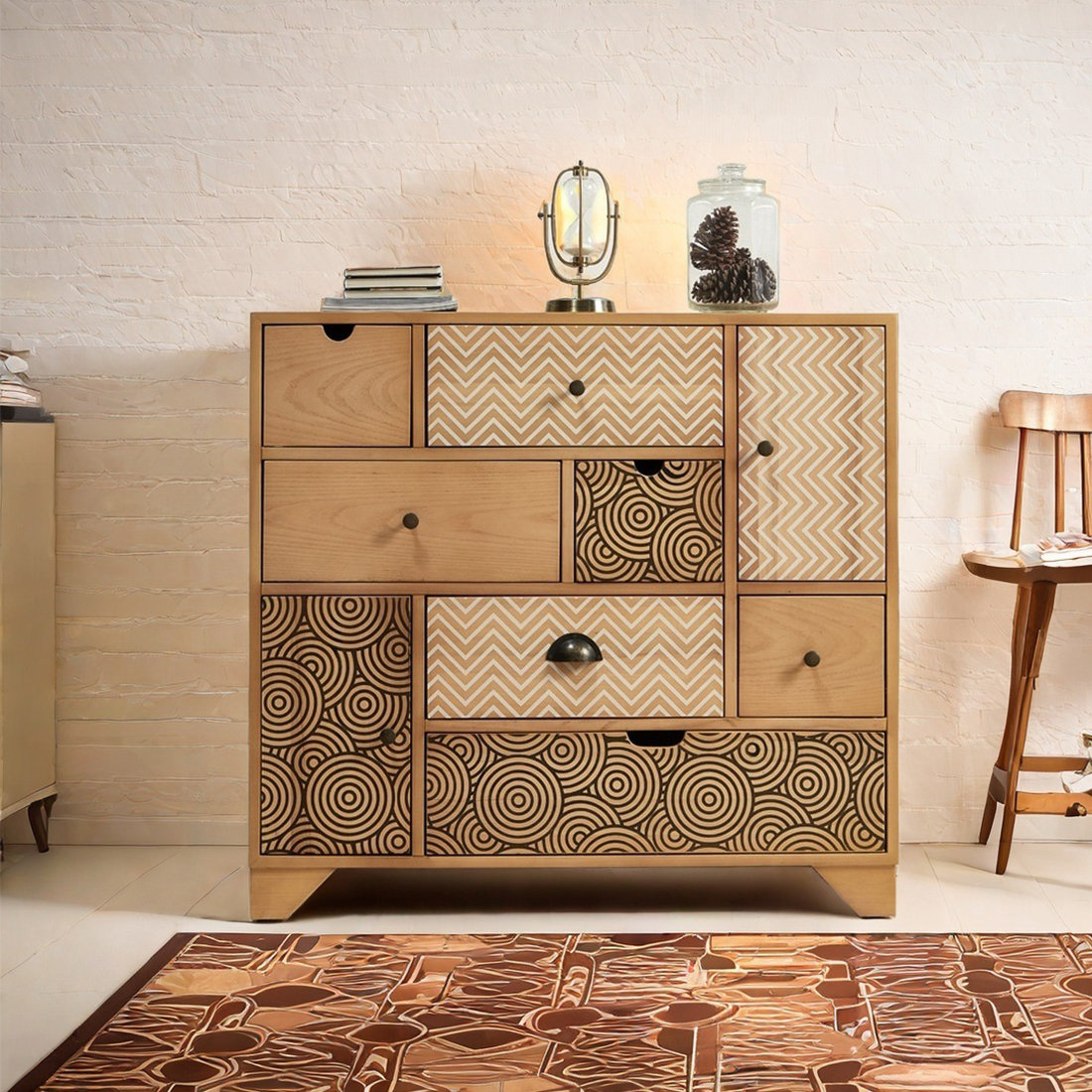 Liu's ink furniture Geometric Two Door Seven Drawer Cabinet | Wayfair