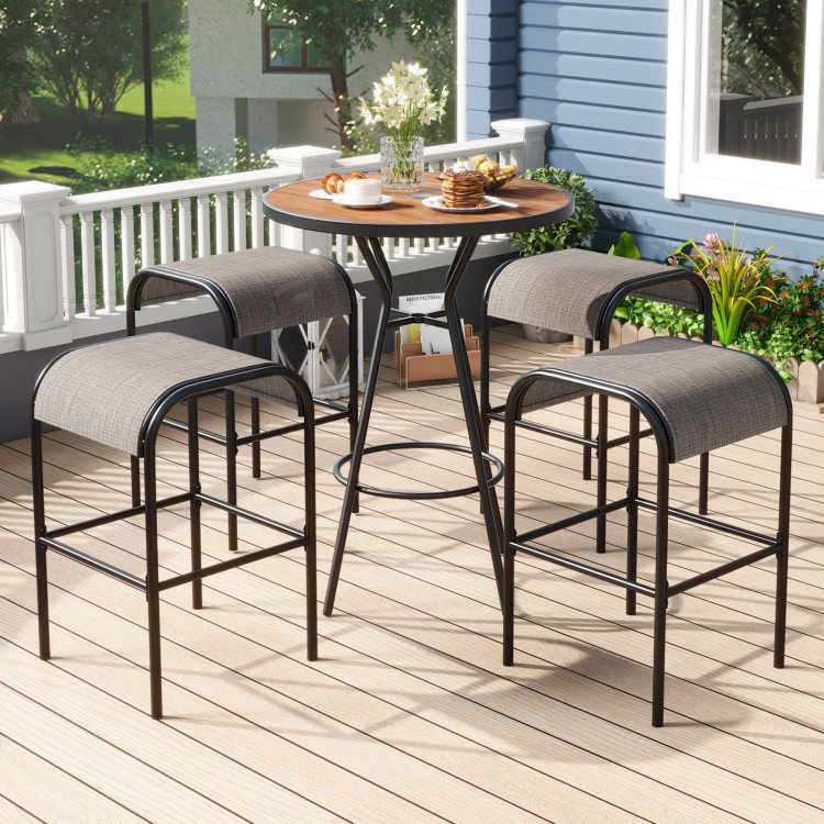 Latitude Run® 5 Pieces Outdoor Round Bar Table Set with 1.6 Inches ...