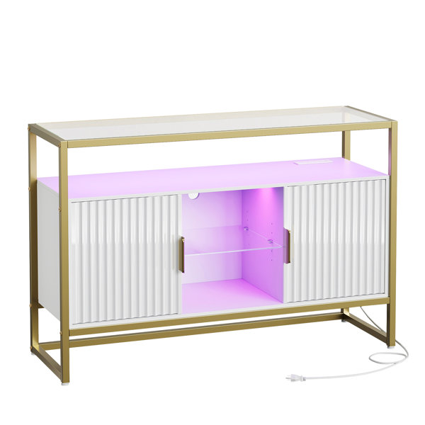 Mercer41 Martee 45.67''W LED Console Table with Storage, Modern Fluted ...