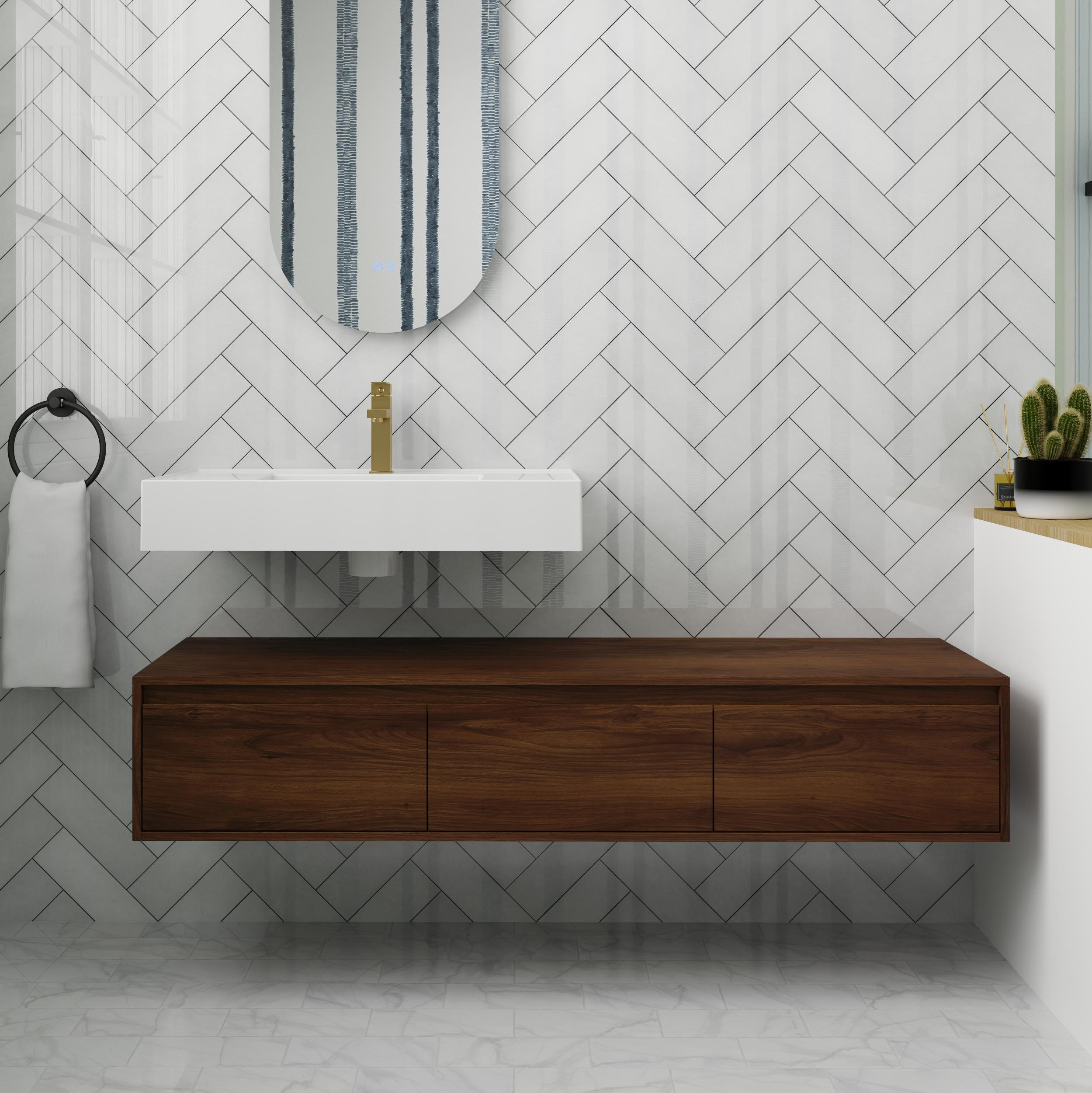 Latitude Run® Bathroom Vanity With Sink In 60 Inch, Floating Bathroom ...