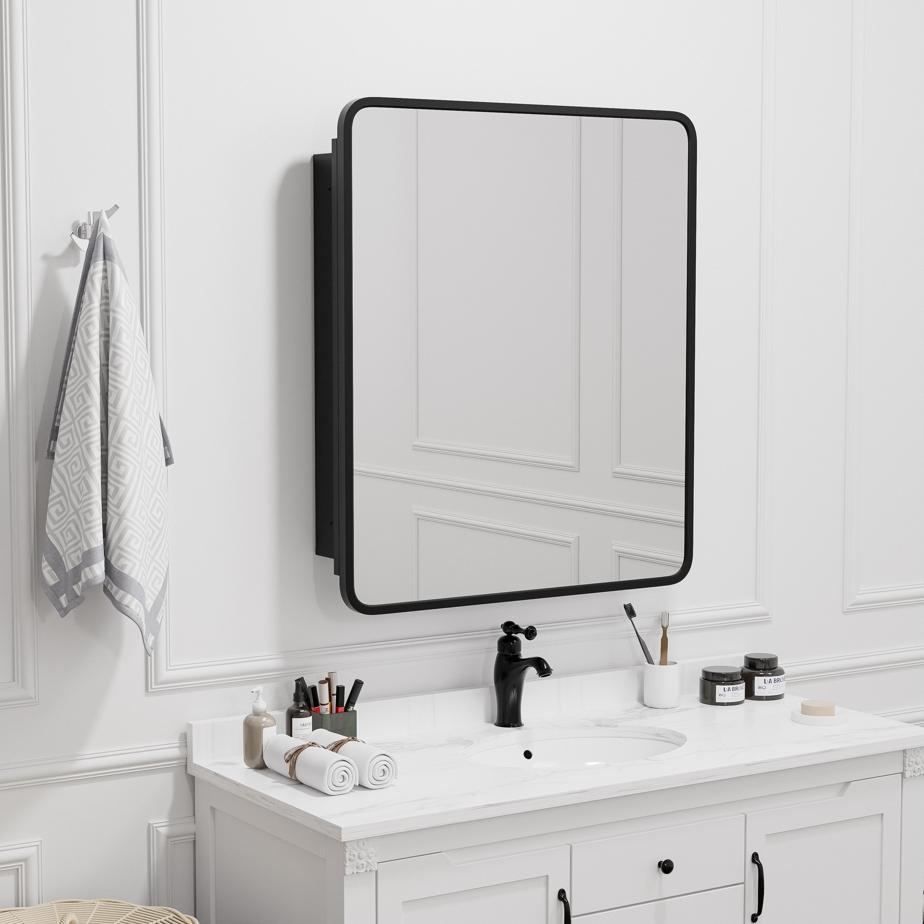 Ebern Designs Surface-mounted/Recessed Mirror Cabinet with Mirror with ...