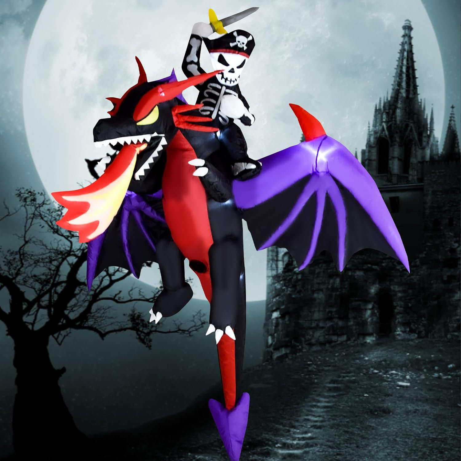 The Holiday Aisle® 6FT Height Halloween Inflatables Dragon Outdoor ...