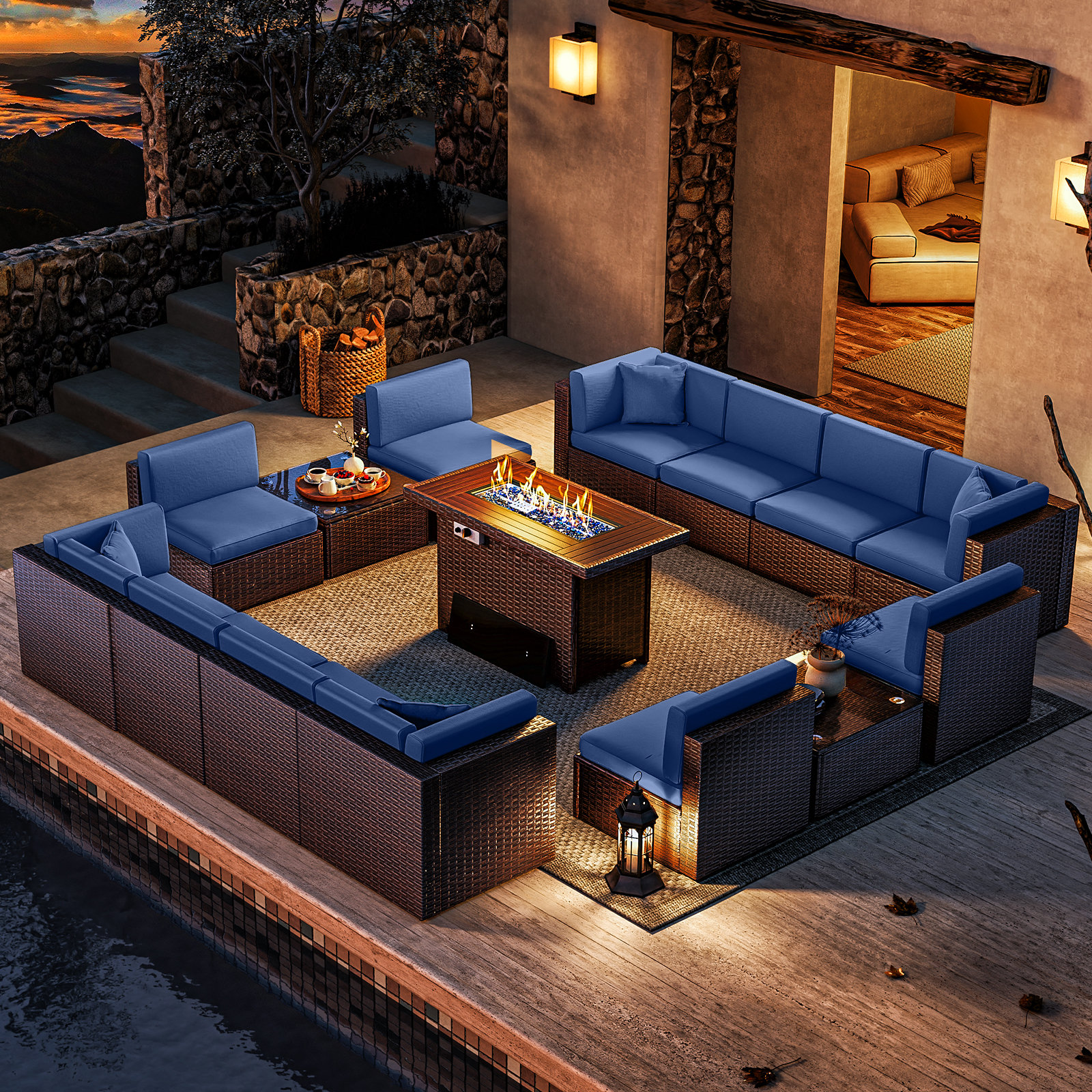 Latitude Run® Tomijs 15 Piece Rattan Sofa Seating Group with Cushions ...