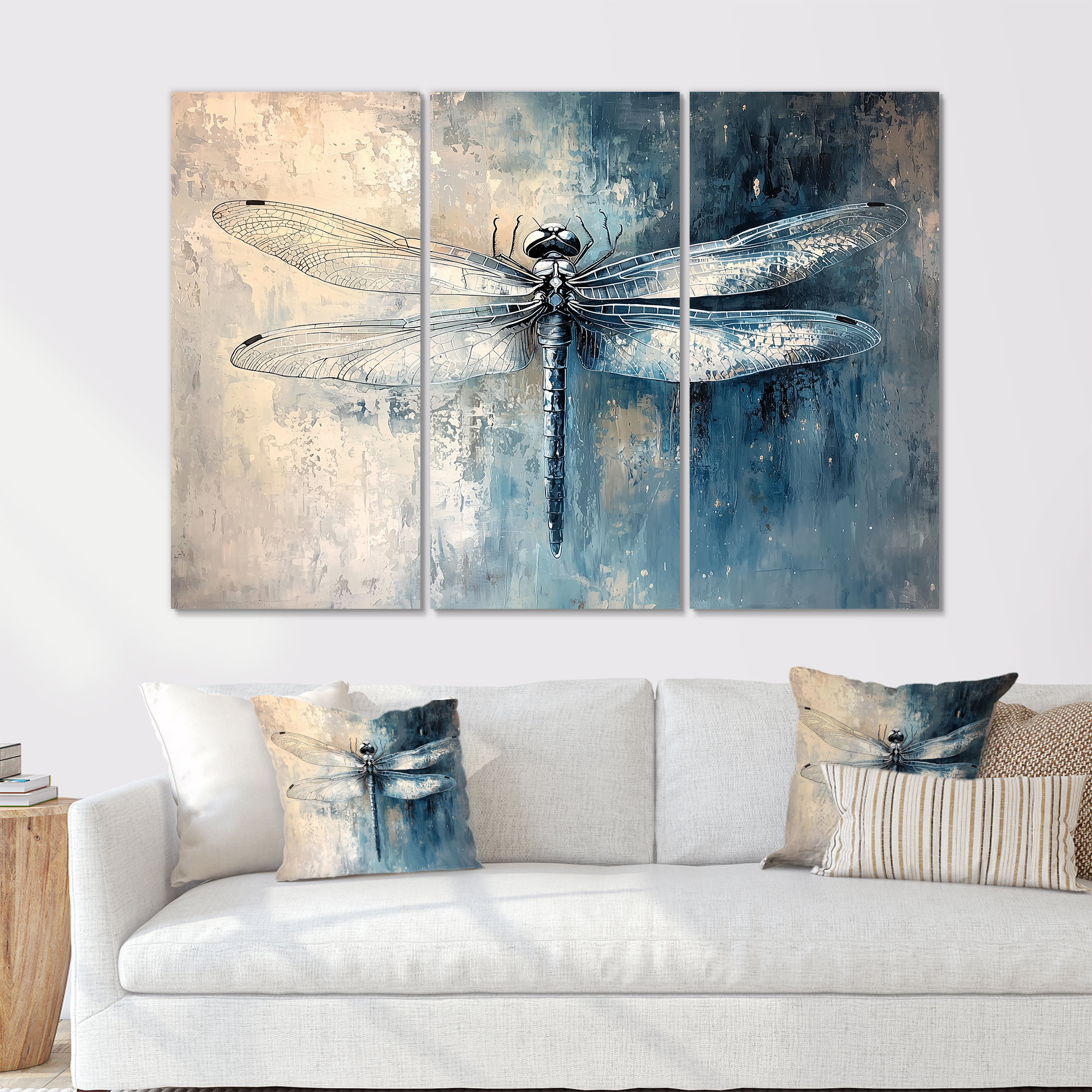 Union Rustic Blue Dragonfly's Moonlit Flight II - Dragonfly Animal Wall ...