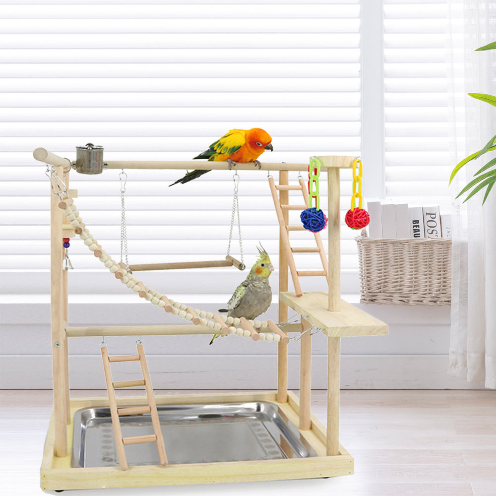 UMMA, LLC 21.4'' Wood Bird Play Gym for Table Top | Wayfair