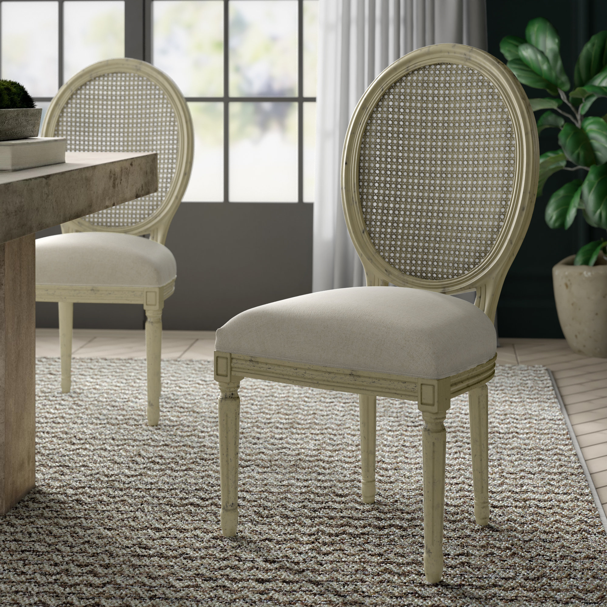 One Allium Way Asta Linen King Louis Back Side Chair & Reviews ...