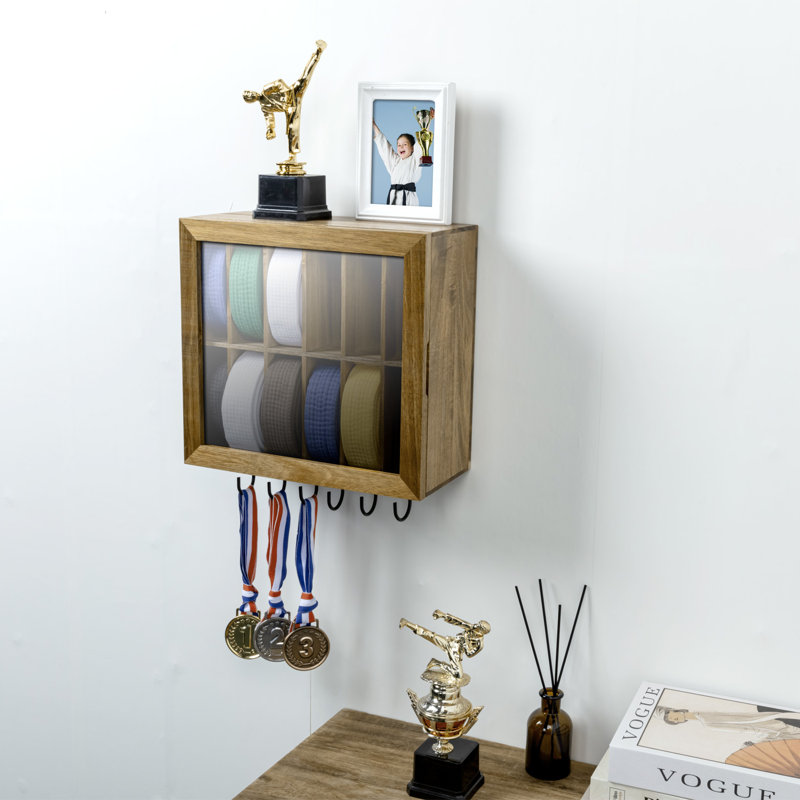 MyGift 11.6'' H x 12.3'' W Solid Wood Trophy Display Case | Wayfair