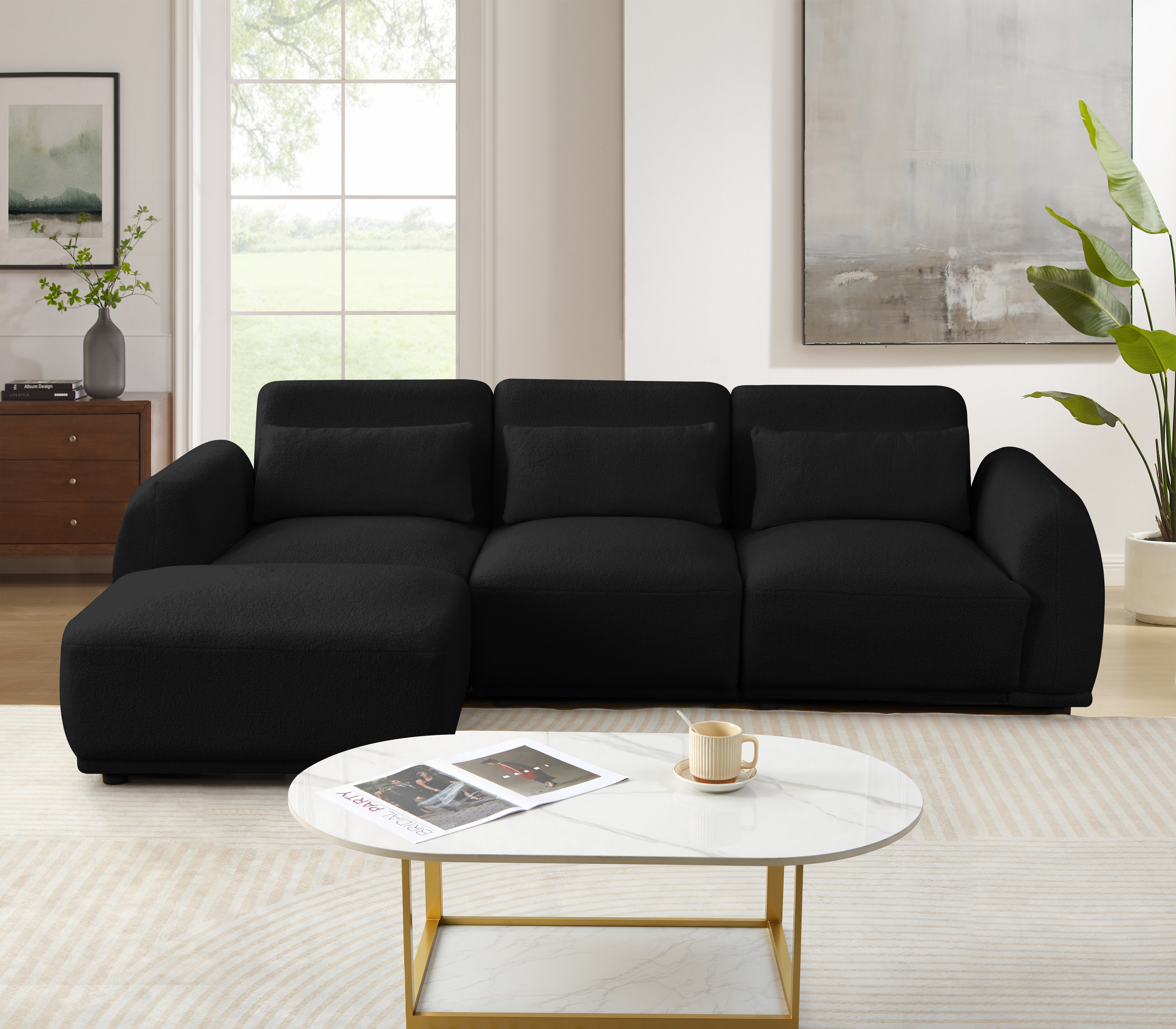 Latitude Run® Canapé modulaire modulaire en velours Teddy - 3 sièges ...