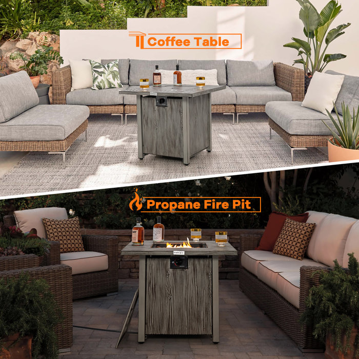 Costway 32'' Patio Square Fire Pit Table 50,000 Btu Propane Gas Table ...