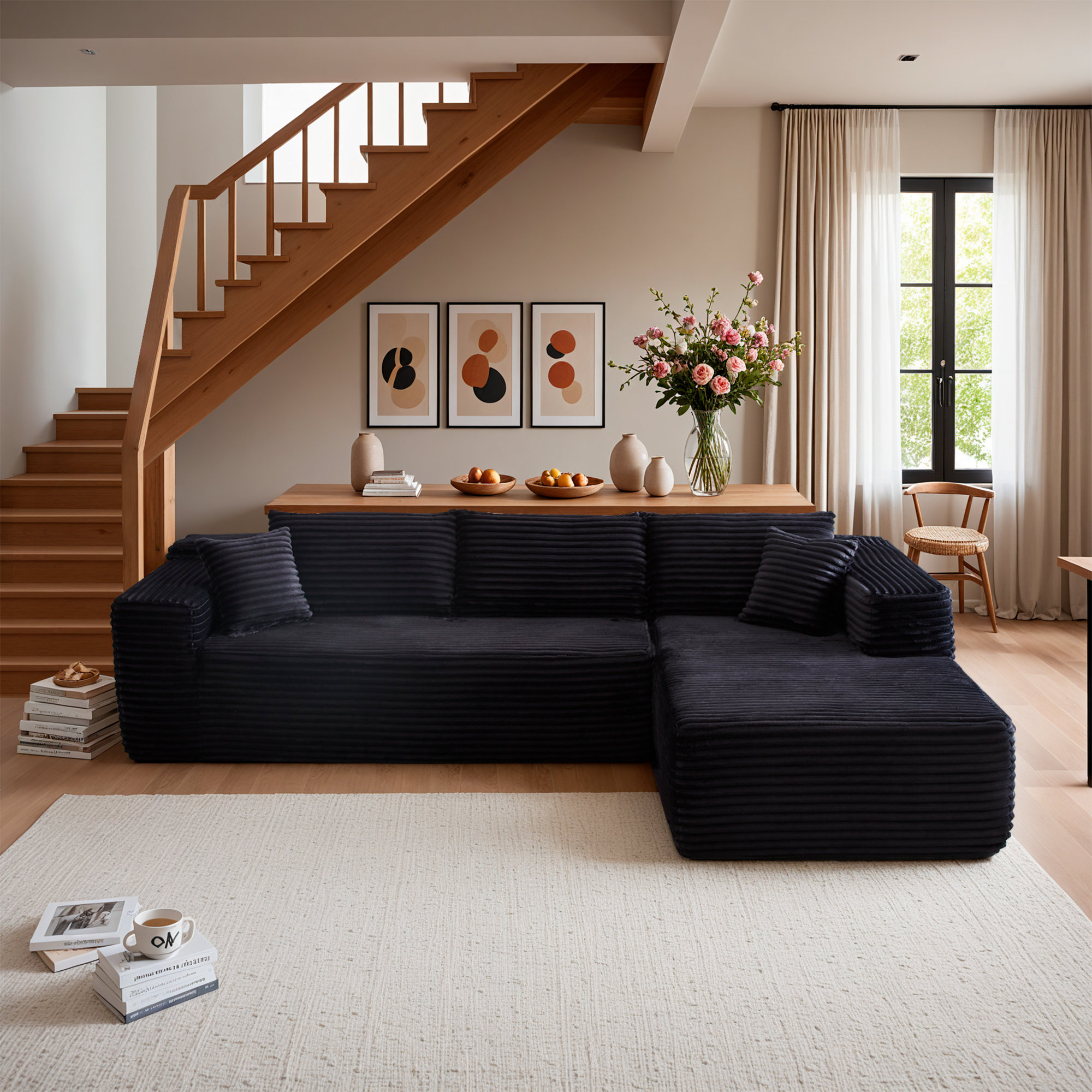 Latitude Run® 106" Cloud Upholstered Sectional Couch With L-shape ...