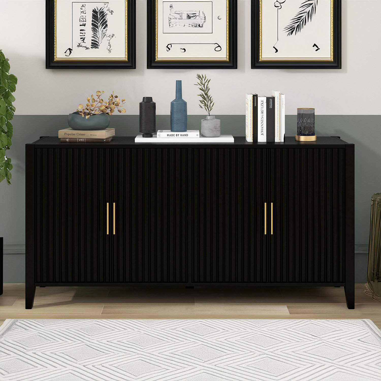Mercer41 Kiriakos Accent Storage Cabinet Sideboard Wooden Cabinet with ...