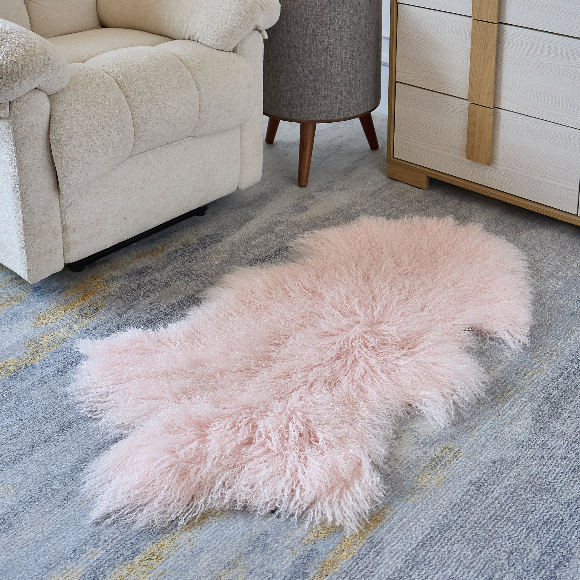 Louis Donne Solid Colour Sheepskin Hand Woven 55cm X 90cm Area Rug ...