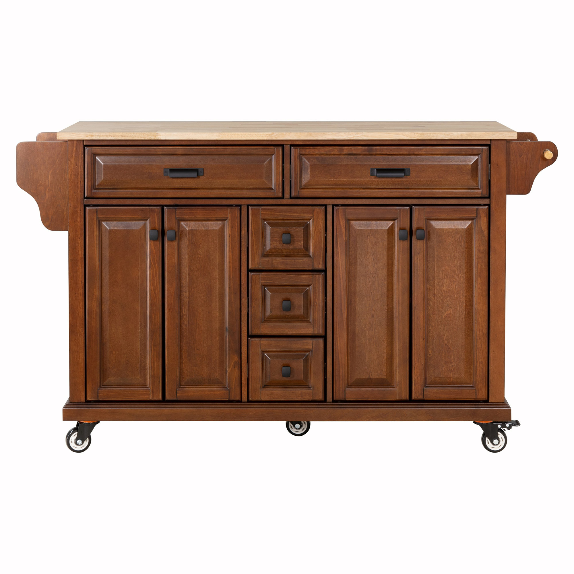 Gracie Oaks Lizabet Rolling Kitchen Island with Solid Wood Top | Wayfair