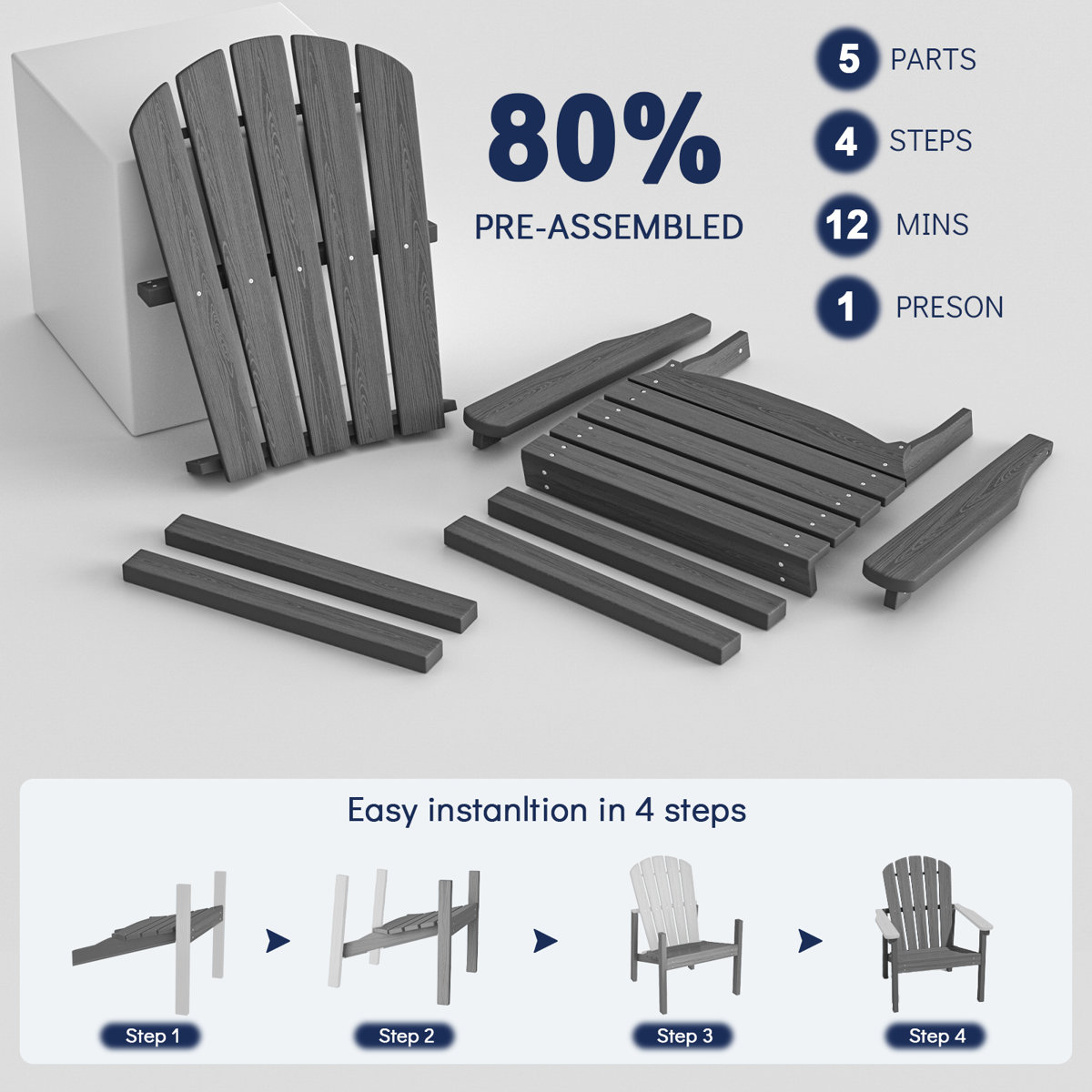 Highland Dunes Set of 2 Stackable Adirondack Chairs – All-Weather HDPE ...