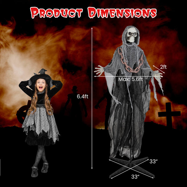 The Holiday Aisle® 6.4 Ft Standing Grim Reaper Halloween Animatronic ...