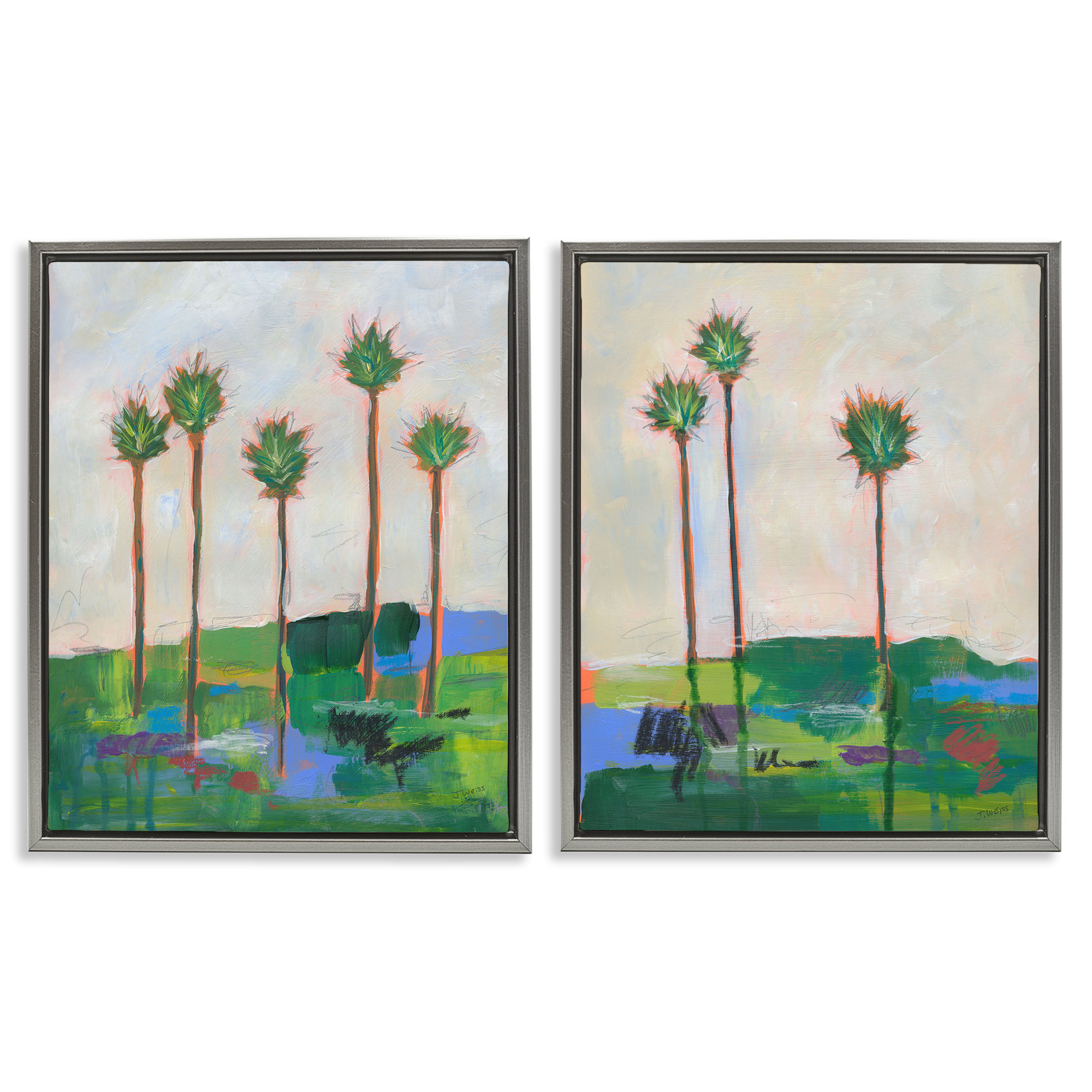Latitude Run® Brushed Palm Landscape 2 PC Framed Floater Canvas Set by ...