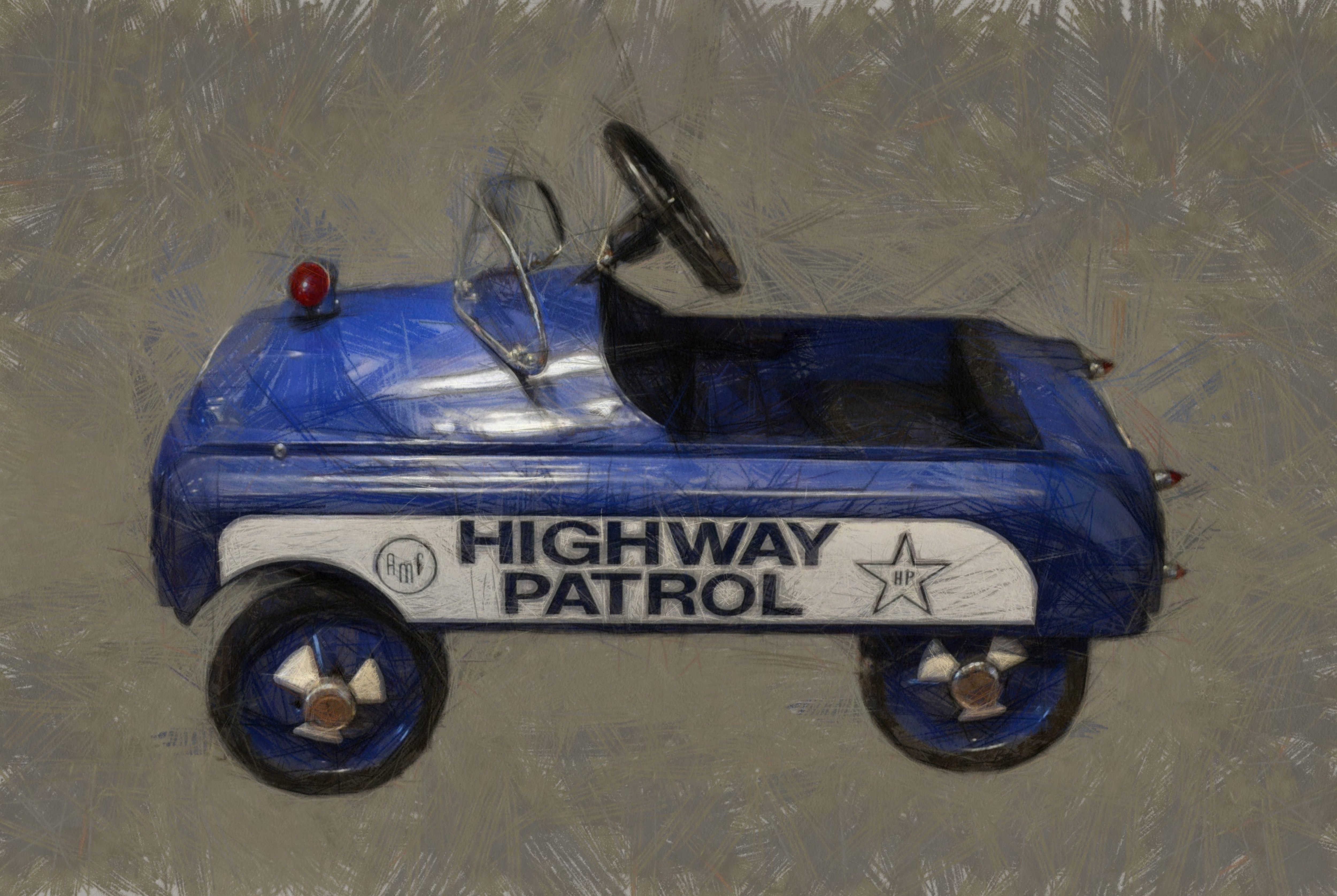 17 Stories Jenisse Highway Patrol Pedal Car On Canvas by Michelle ...