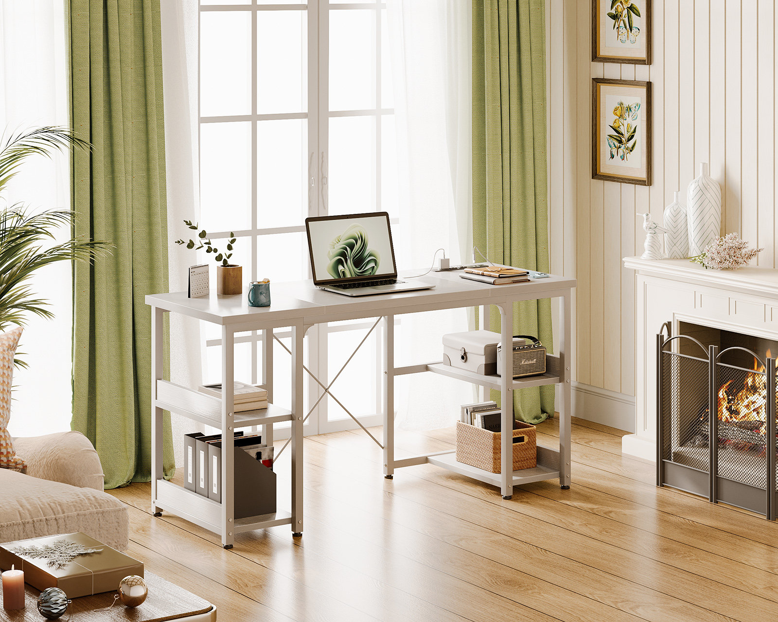 Ebern Designs Home Office Desk With Recessed Power Outlets, Computer ...