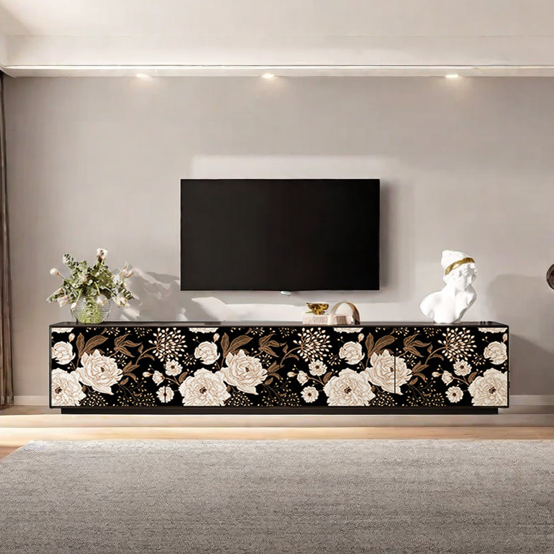 Aurora Craft Ash Wood TV Stand With Enclosed Bottom 86.61'' Media ...