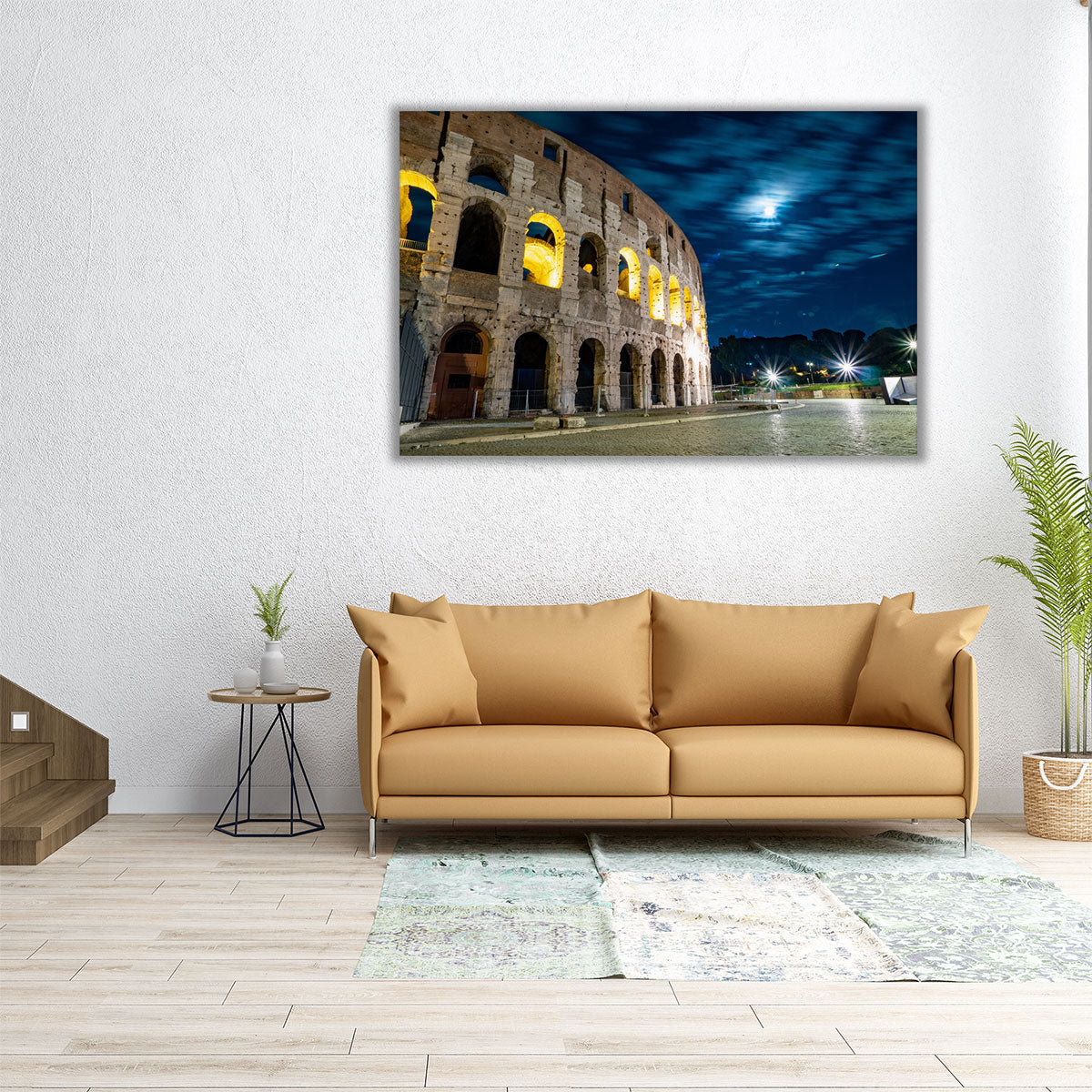 Latitude Run® Oval Amphitheatre at Night, Rome, Italy - Canvas Print ...