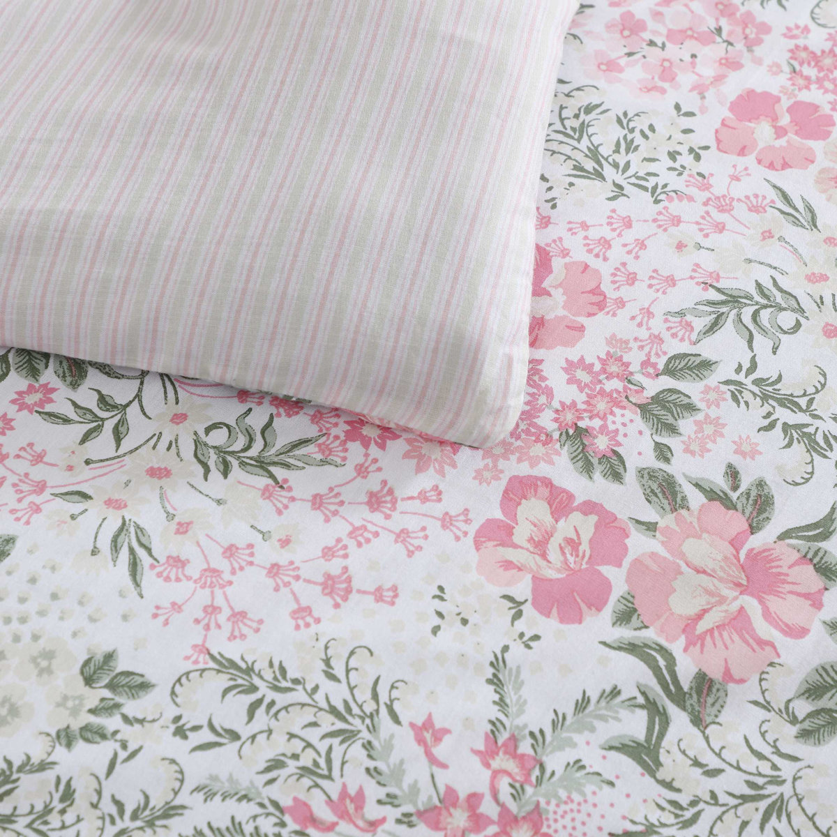 Laura Ashley Heather Garden Cotton Reversible Pink Comforter Set ...