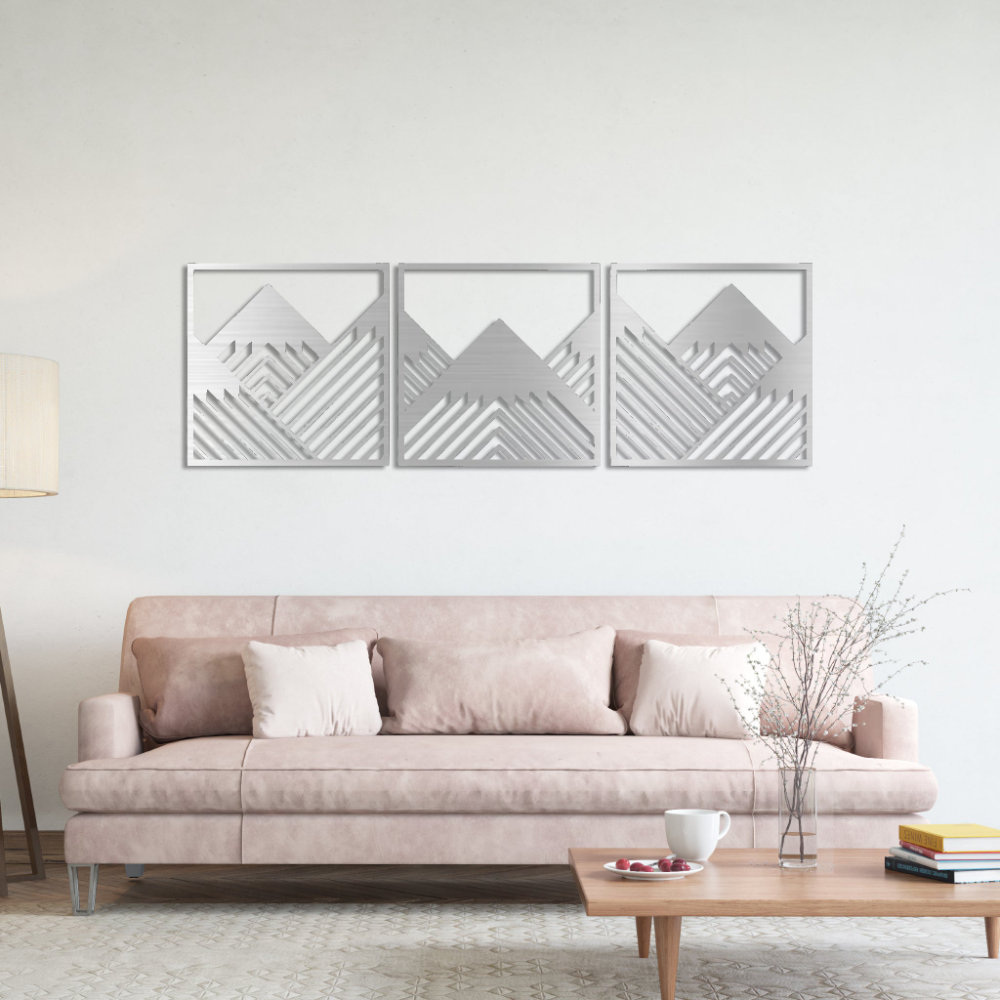 Metalplex 3 Piece Geometric Mountains Wall Décor Set | Wayfair
