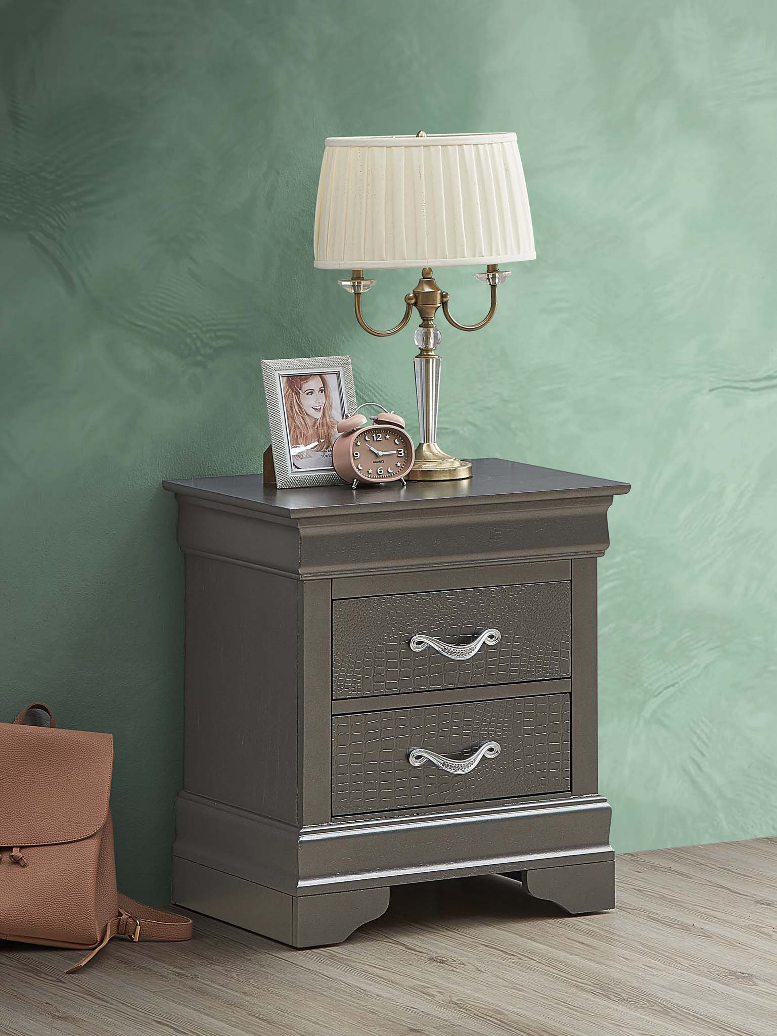 House of Hampton Sleek Metallic Black Nightstand With Drawers - Wayfair ...