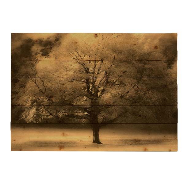 The Finishing Touch Tree Of Fall On Wood by Hal Halli Painting ...