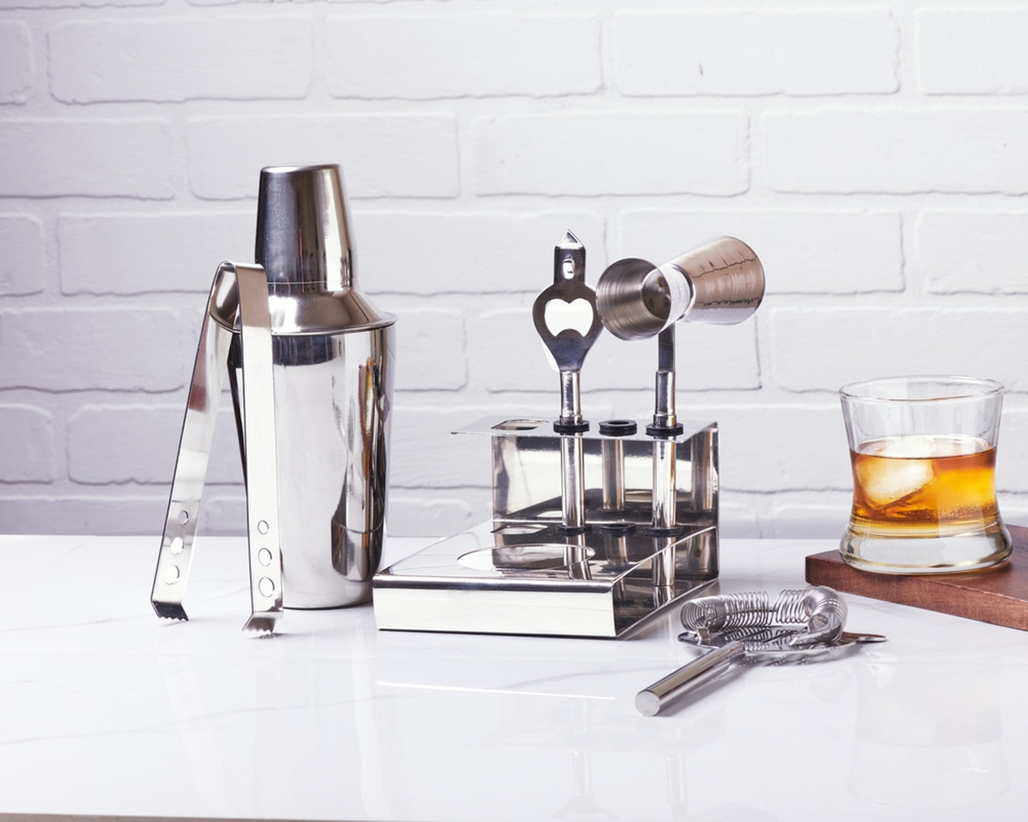 Prep & Savour 6 Piece Bar Tool Gift Set Stainless Steel Cocktail Making ...