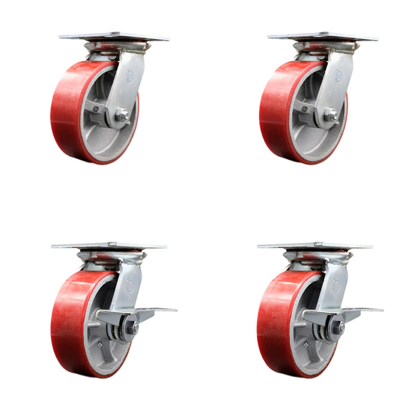 Service Caster 4-Piece Polyurethane and Cast Iron Caster Set | Wayfair