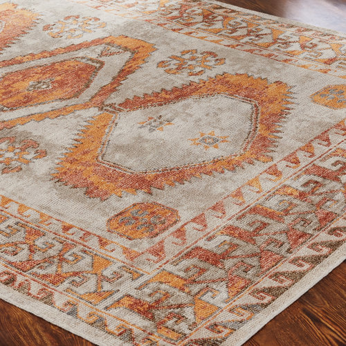 Madison Couture Rugs Tribal Elegance Orange/Rust/Grey Hand-Knotted Wool ...