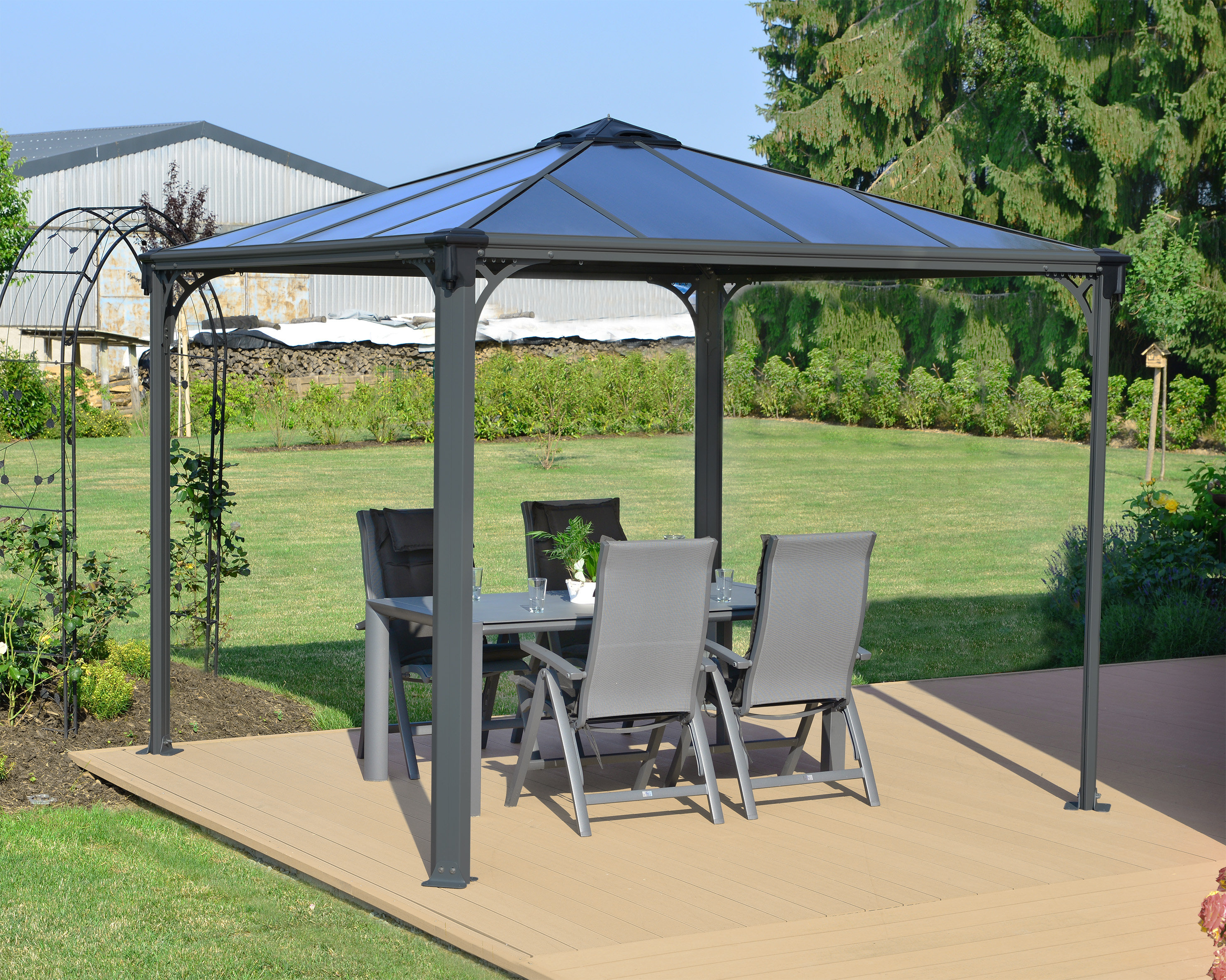Canopia - Palermo Aluminum Hardtop Gazebo with Polycarbonate Roof ...