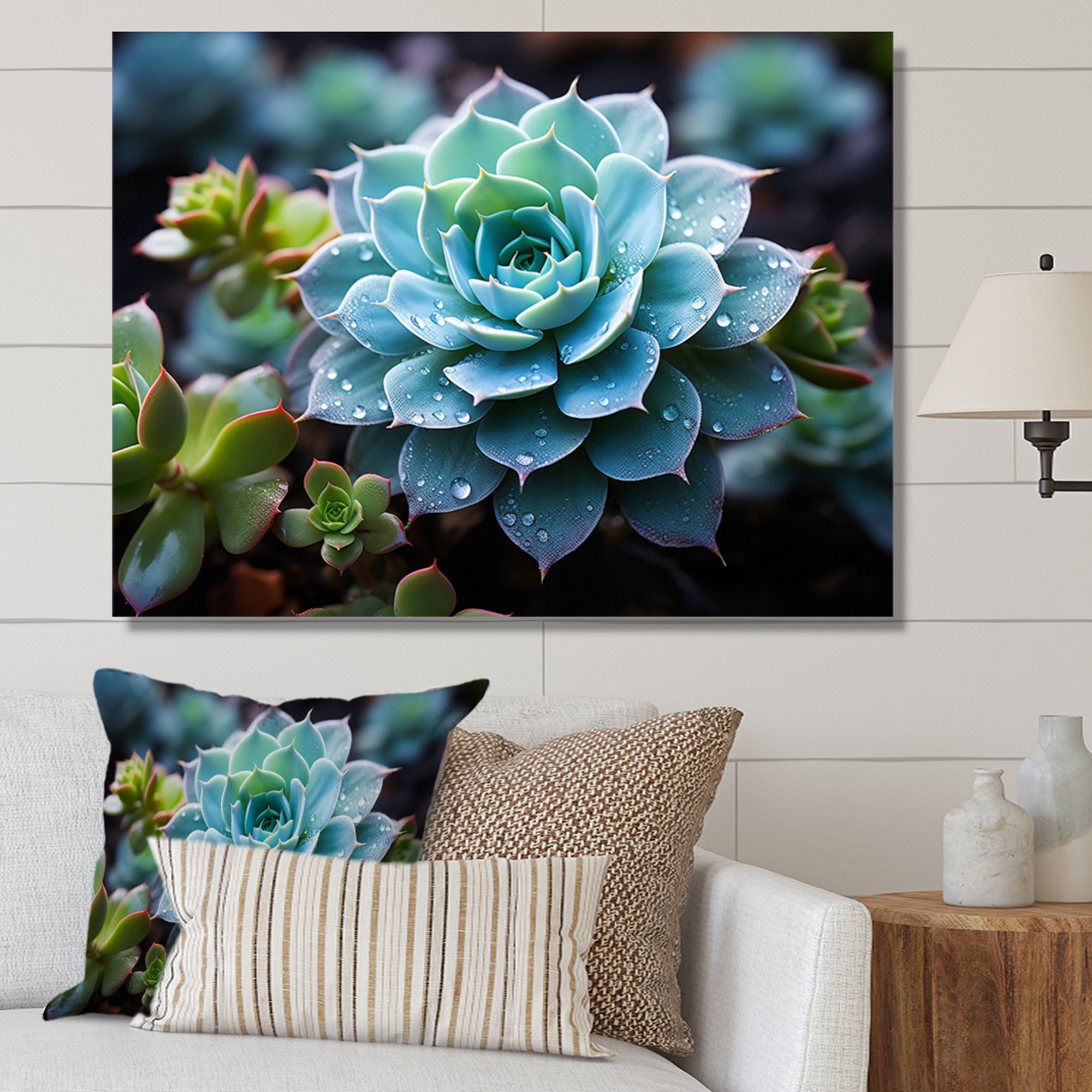 Bayou Breeze Blue Succulent Serene Succulent - Floral Wall Art Prints ...