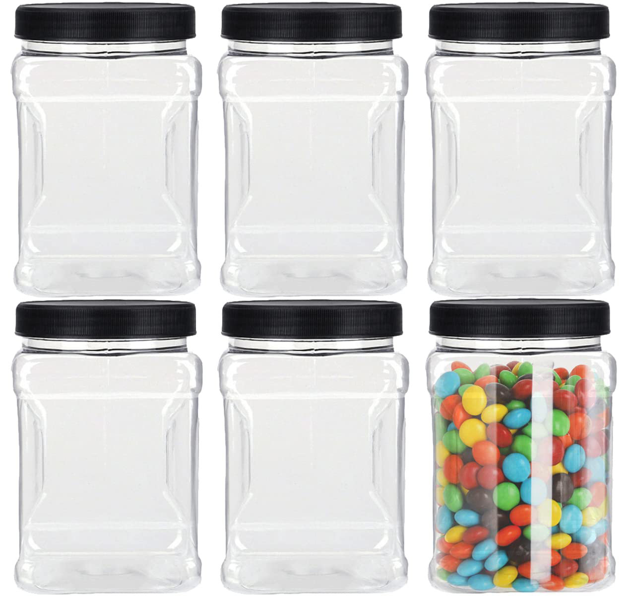 Latitude Run® Transparent Plastic Square Jars With Easy-Grip Handles ...