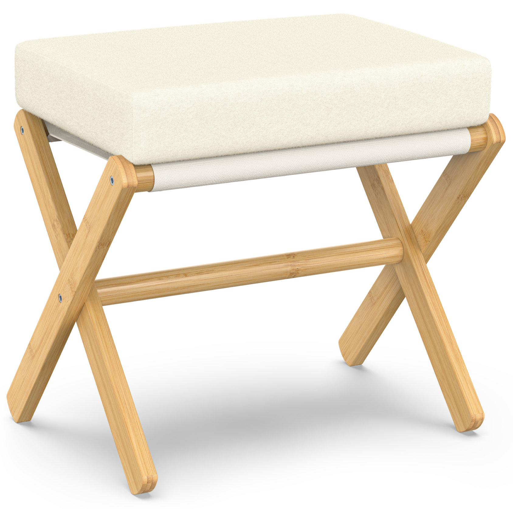 Ebern Designs Rud Foldable Foot Stool with Soft Cushion and X Bamboo ...