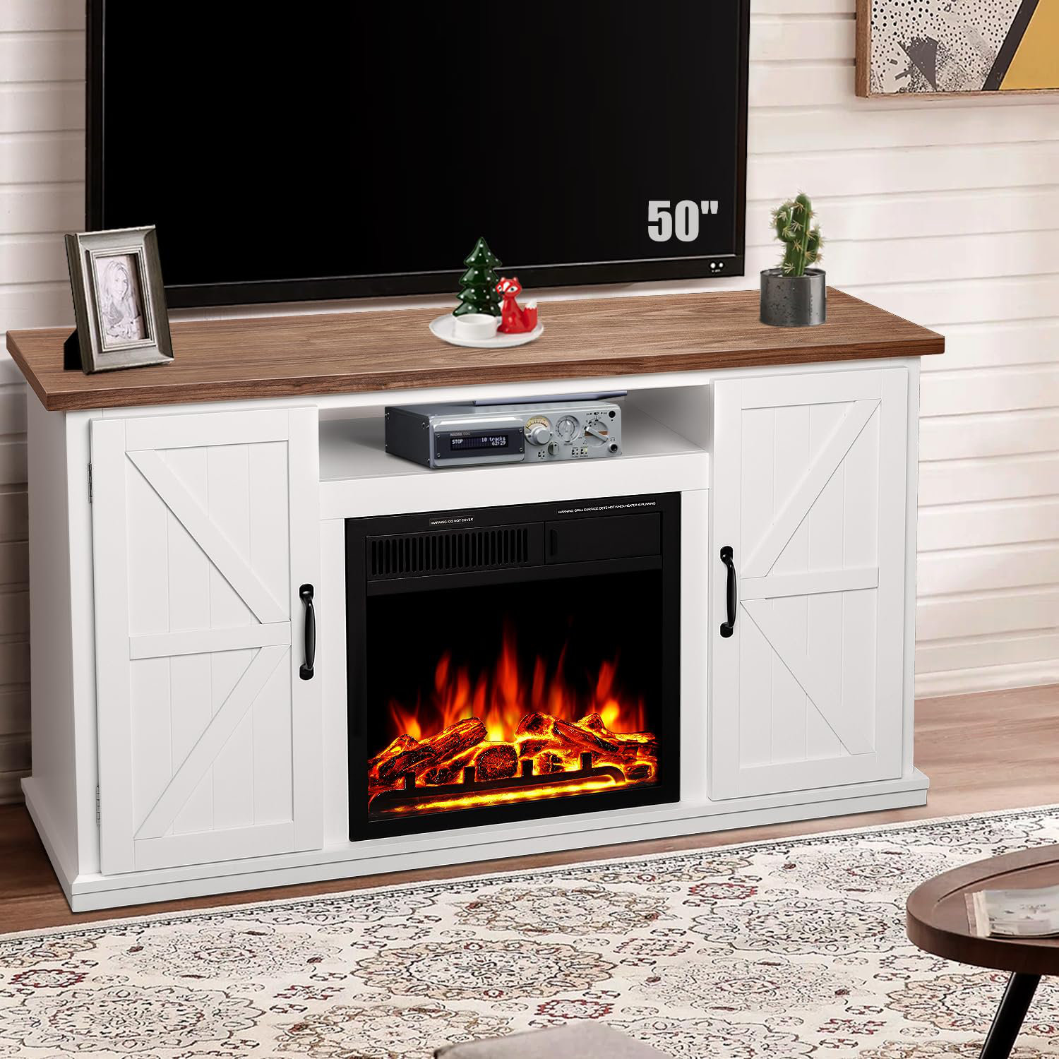 Gracie Oaks Free Standing Fireplace, Remote Control, 47'', Electric ...