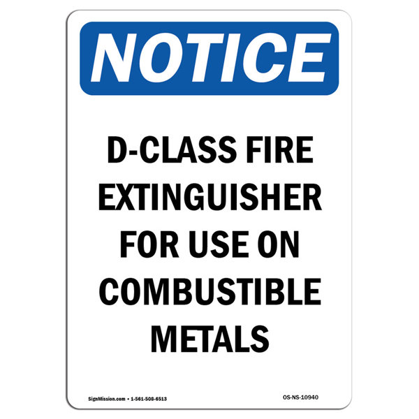 SignMission D-Class Fire Extinguisher for use on Combustible Metals ...