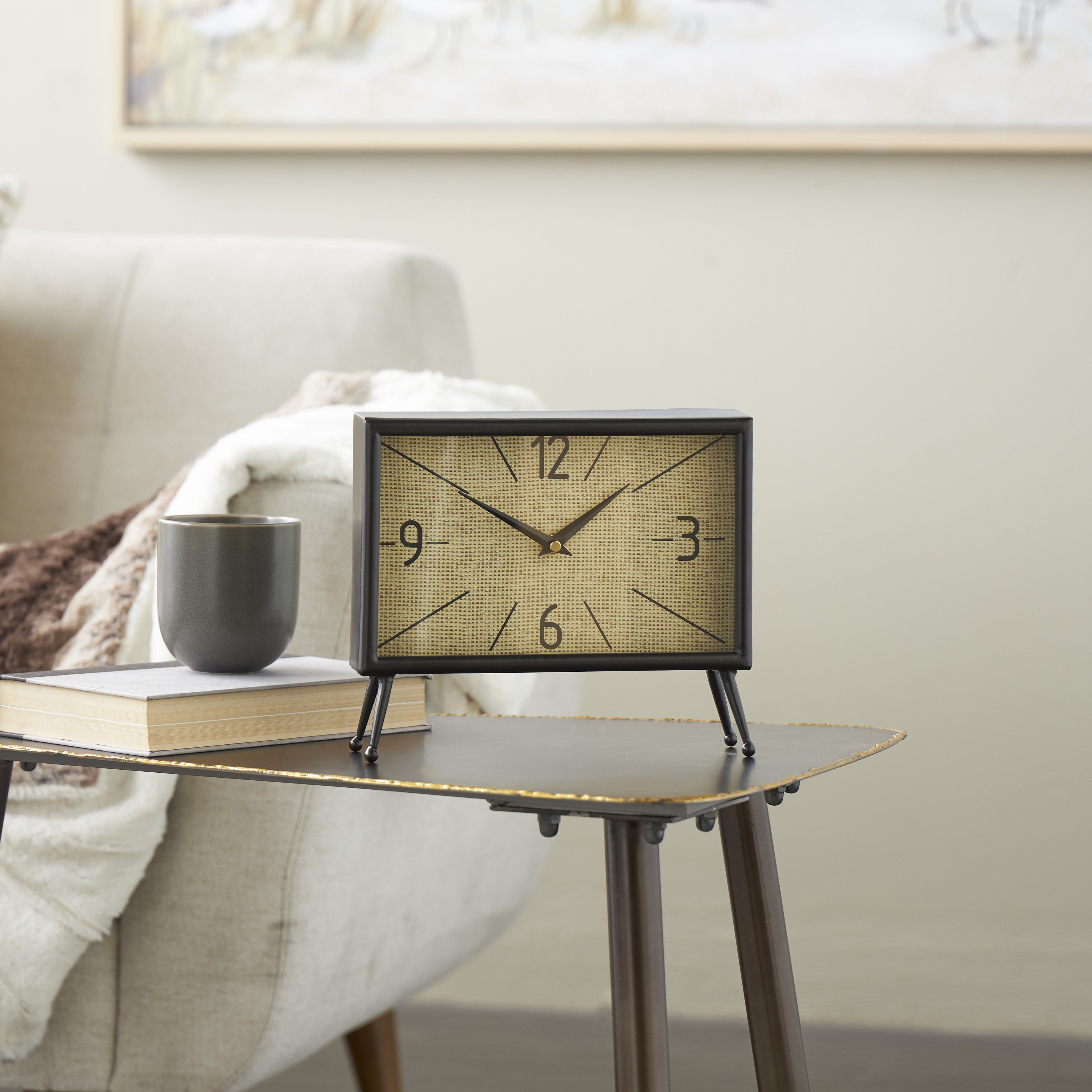 Winston Porter Cole And Grey Metal Rectangular Clock With Tea Stained Clock Face & Reviews ...
