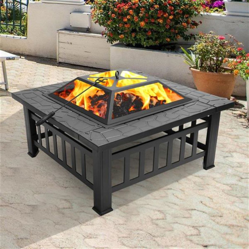 Andover Mills™ Kloss 17" H x 32" W Steel Outdoor Fire Pit with Lid ...
