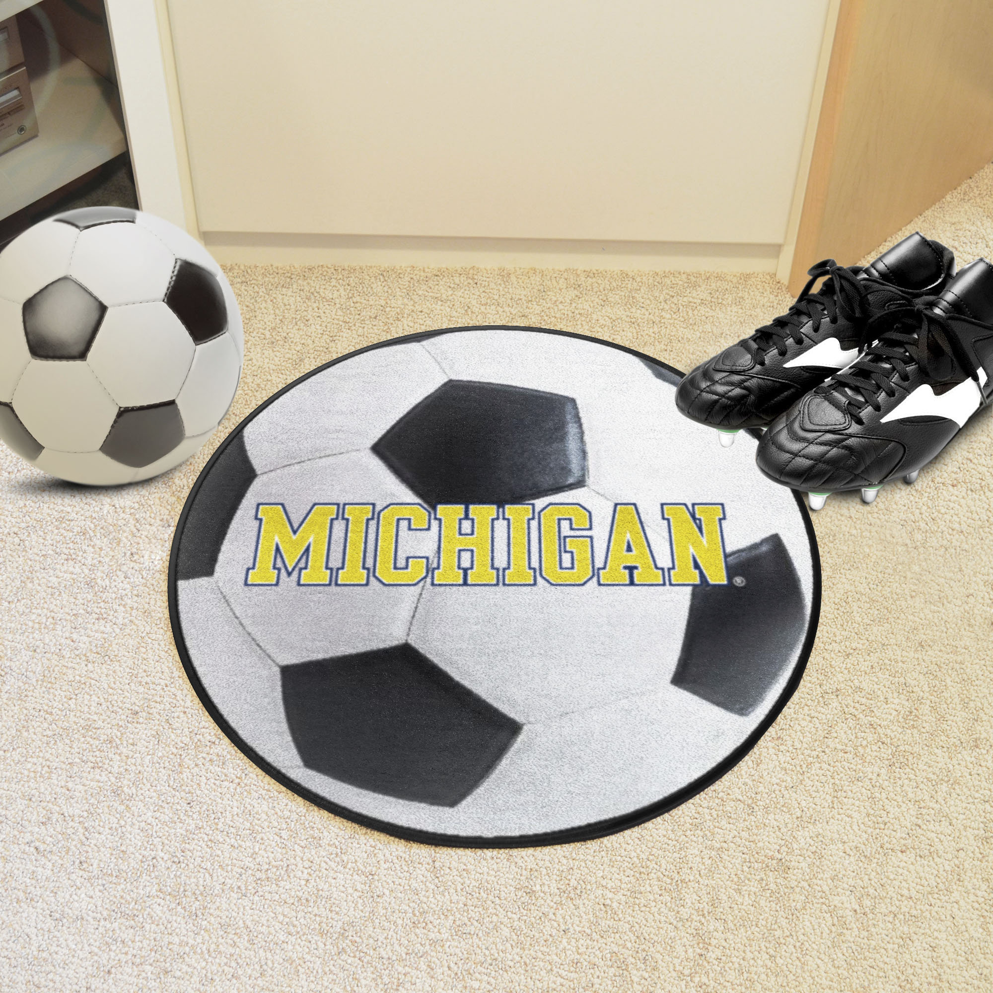 FANMATS Michigan Wolverines Soccer Ball Rug | Wayfair